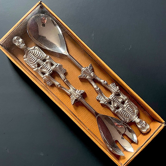 Dining | New Skeleton Serving 2 Piece Set Halloween Party Fork And ...